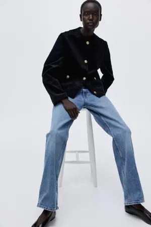 H&m Textured Button-front Jacket With Patch Pockets