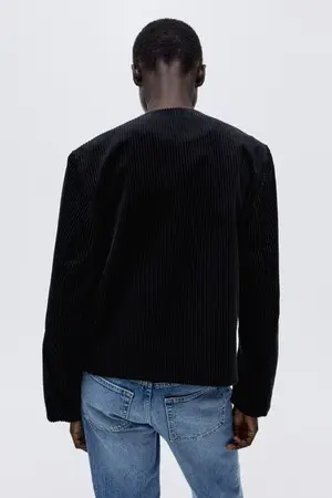 H&m Textured Button-front Jacket With Patch Pockets