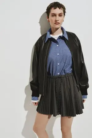 H&m Oversized Cotton Poplin Shirt - Blue/checked