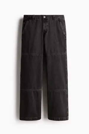 H&m Loose Fit Worker Jeans In Cotton Denim - Black
