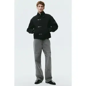 H&M Loose Fit Worker Jeans In Rigid Cotton Denim - Gray