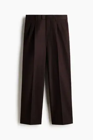 H&M Loose Fit Tailored Trousers - Brown
