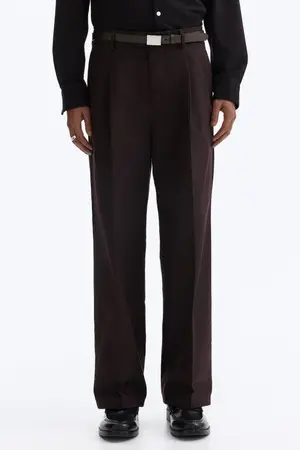 H&M Loose Fit Tailored Trousers - Brown