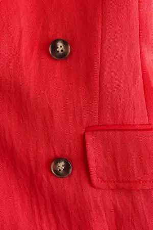 H&m Sleeveless Linen-blend Blazer Dress With Tie Belt - Red