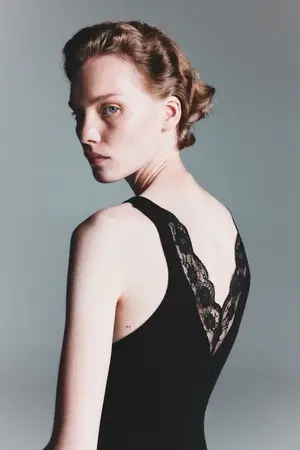 H&m Lace-trimmed Rib-knit Midi Dress