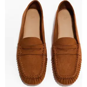 H&m Suede Finish Loafers With Penny Keeper Detail - Brown
