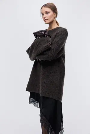 H&m Mohair-blend Ribbed Jumper