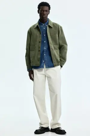 H&m Oversized Fit Denim Shirt - Denim Blue
