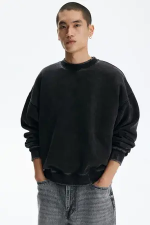 H&m Washed-look Oversized Fit Sweatshirt - Black