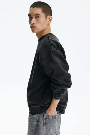 H&m Washed-look Oversized Fit Sweatshirt - Black