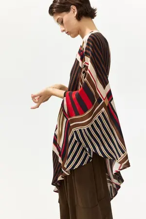 H&m One-shoulder Cape Sleeve Satin Top