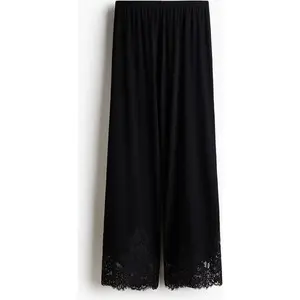 H&m Lace-trimmed Pyjama Bottoms - Black