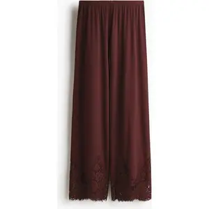 H&m Lace-trimmed Pyjama Bottoms - Rust Brown