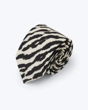 KNOTTERY & CO Savannah Stripes Printed Silk Neck Tie - Zebra