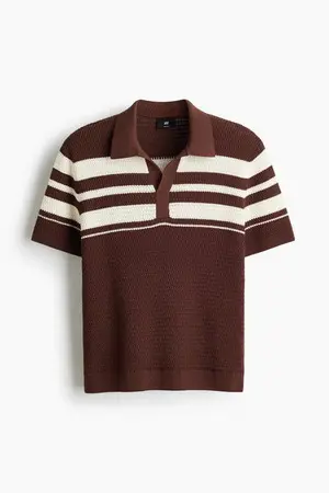 H&M Regular Fit Pointelle-knit Polo Shirt