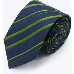 KNOTTERY & CO Diagonal Striped Silk Jacquard Neck Tie - Navy