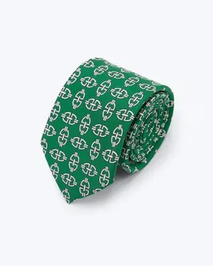 KNOTTERY & CO Checkerlinks Printed Silk Tie - Green