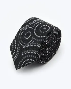 KNOTTERY & CO Halo Dots Silk Jacquard Tie - Black