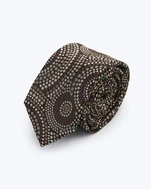 KNOTTERY & CO Halo Dots Silk Jacquard Tie - Brown