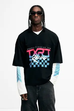 H&m Oversized Fit Printed Mesh T-shirt - Black/txrt