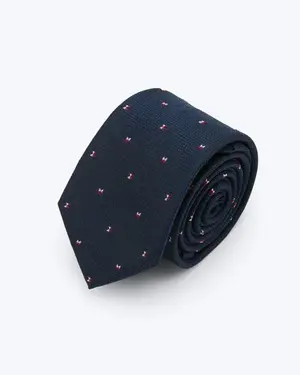 KNOTTERY & CO Twin Bows Silk Jacquard Neck Tie - Navy
