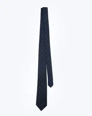 KNOTTERY & CO Twin Bows Silk Jacquard Neck Tie - Navy