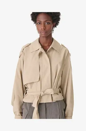 IRO PARIS Zynia Cropped Trench Jacket - Sea Shell