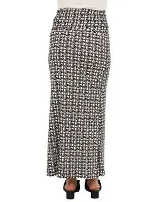 24SEVEN COMFORT APPAREL Geometric Print Foldover Waist Maxi Skirt