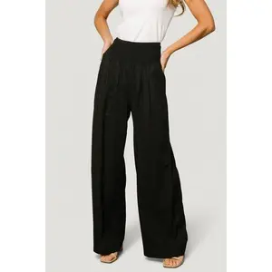 BALTIC BØRN Baltic Born Smocked Waist Wide Leg Pants - Black