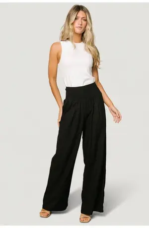 BALTIC BØRN Baltic Born Smocked Waist Wide Leg Pants - Black