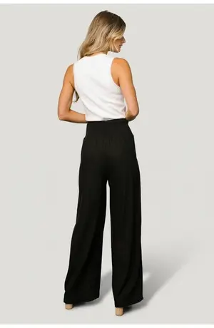 BALTIC BØRN Baltic Born Smocked Waist Wide Leg Pants - Black