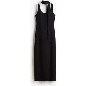 H&m Fitted Maxi Dress With Scarf