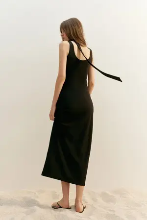 H&m Fitted Maxi Dress With Scarf