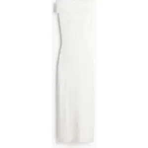 H&M Ribbed Off-the-shoulder Midi Dress - White