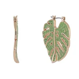 HALLMARK Stone Palm Hoop Earrings - Green