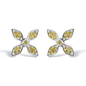 HAUS OF BRILLIANCE Sterling Treated Diamond Floral Stud Earrings - Silver