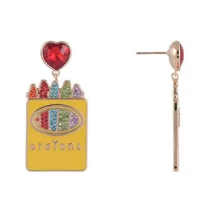 HALLMARK Enamel Crayon Box Drop Earrings With Stone Accents