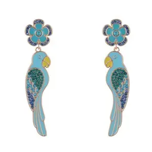 HALLMARK Enamel Parrot Dangle Earrings With Stone Accents