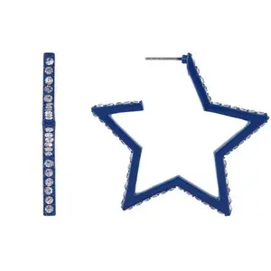 HALLMARK Star Hoop Earrings With Crystal Accents