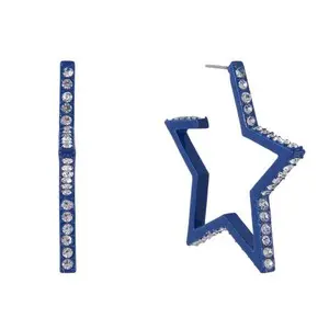 HALLMARK Star Hoop Earrings With Crystal Accents - Blue