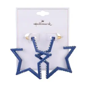 HALLMARK Star Hoop Earrings With Crystal Accents
