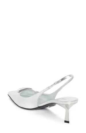 Prada Pointed Toe Metallic Kitten Heel Slingback Pumps