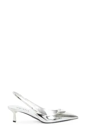 Prada Pointed Toe Metallic Kitten Heel Slingback Pumps