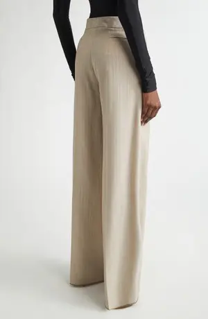 LAQUAN SMITH Shimmer Pinstripe Wide Leg Trousers