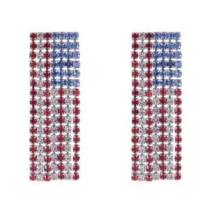 HALLMARK American Flag Rhinestone Dangle Earrings