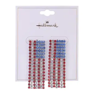HALLMARK American Flag Rhinestone Dangle Earrings
