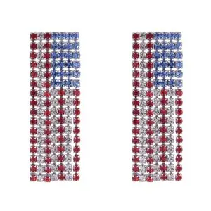 HALLMARK American Flag Rhinestone Dangle Earrings