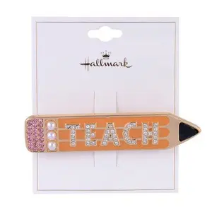 HALLMARK Pencil "teach" Pin With Pave Stones And Enamel Detail