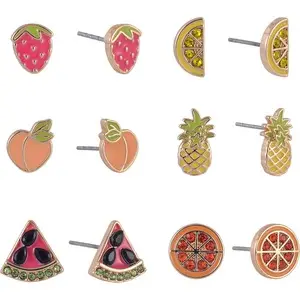 HALLMARK 6-piece Fruit Stud Earring Set - Multicolored
