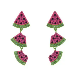 HALLMARK Watermelon Slice Drop Earrings With Glass Stones